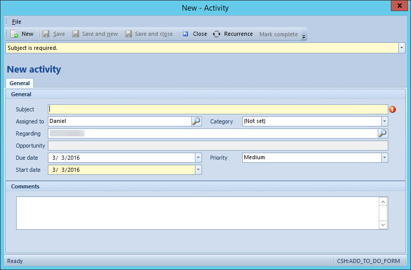 How to add and maintain activities – Primacy customer support