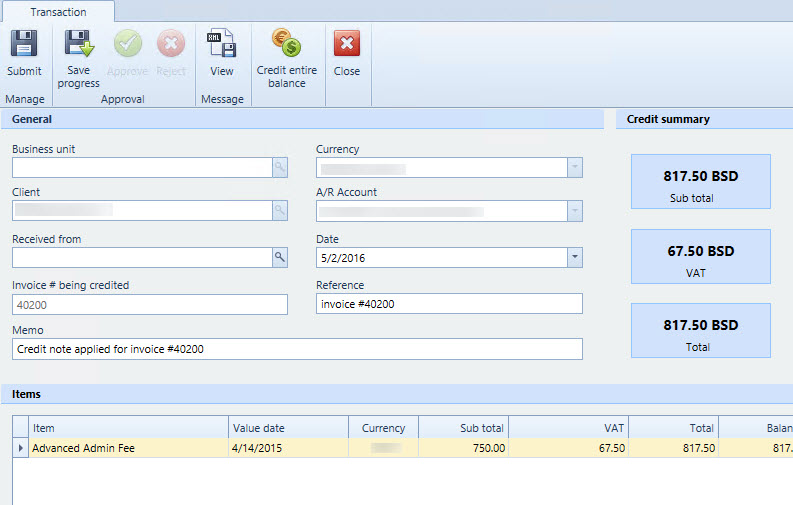 How to apply a credit memo – Primacy customer support